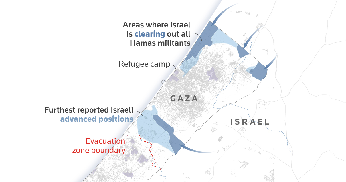 Maps: Israeli forces encircle Gaza City, push civilians south